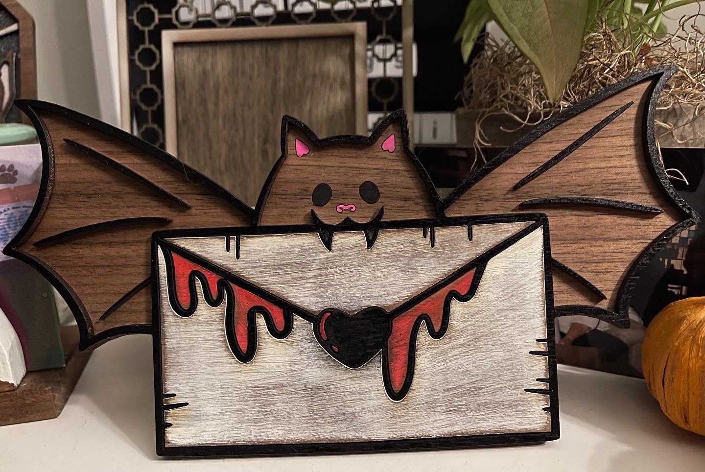 Im Batty for You Wooden Messenger Bat Decor Can Also Be - Etsy