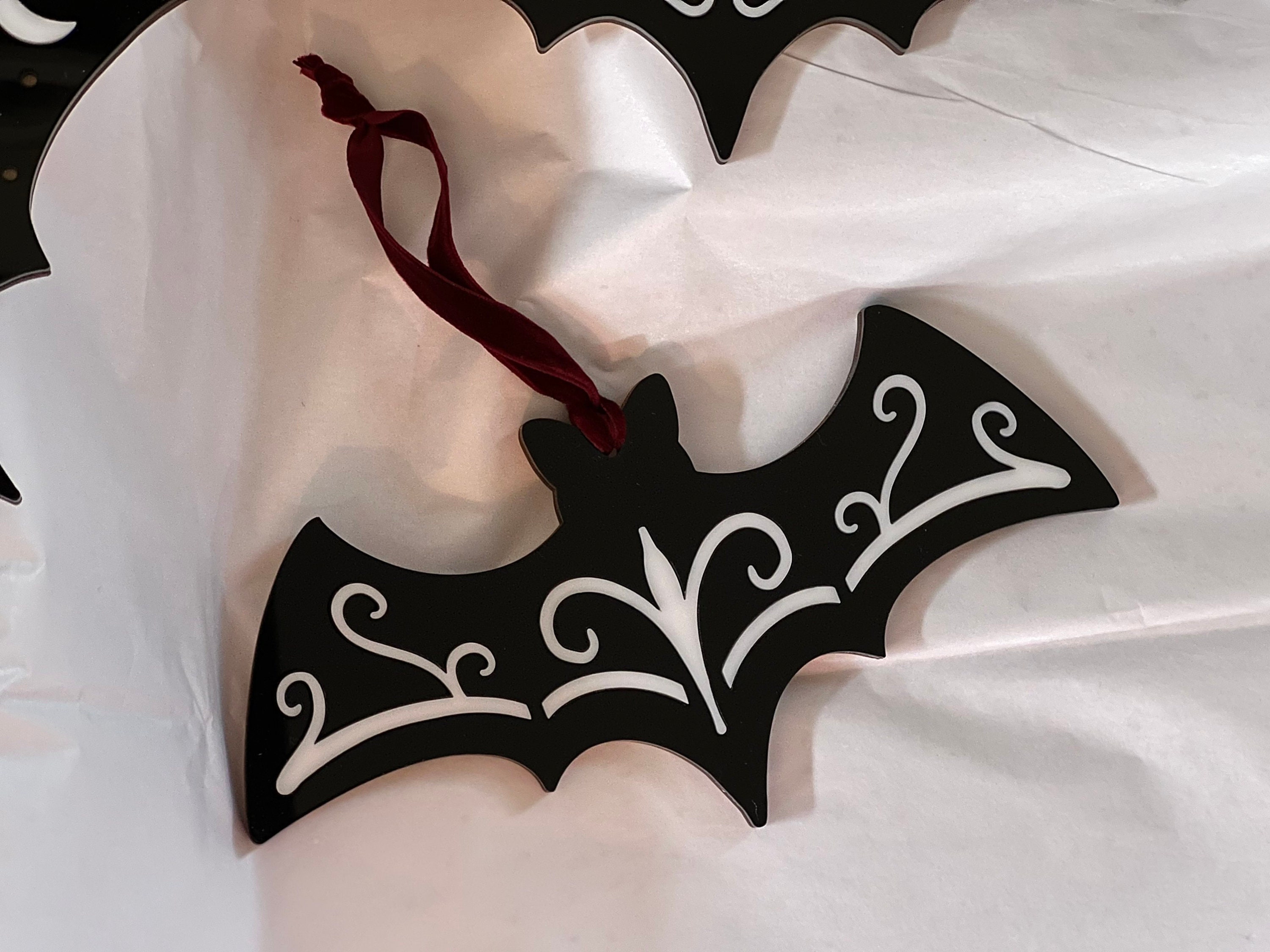 Acrylic Bat Ornaments With Acrylic Inlay and Wooden Backer - Etsy