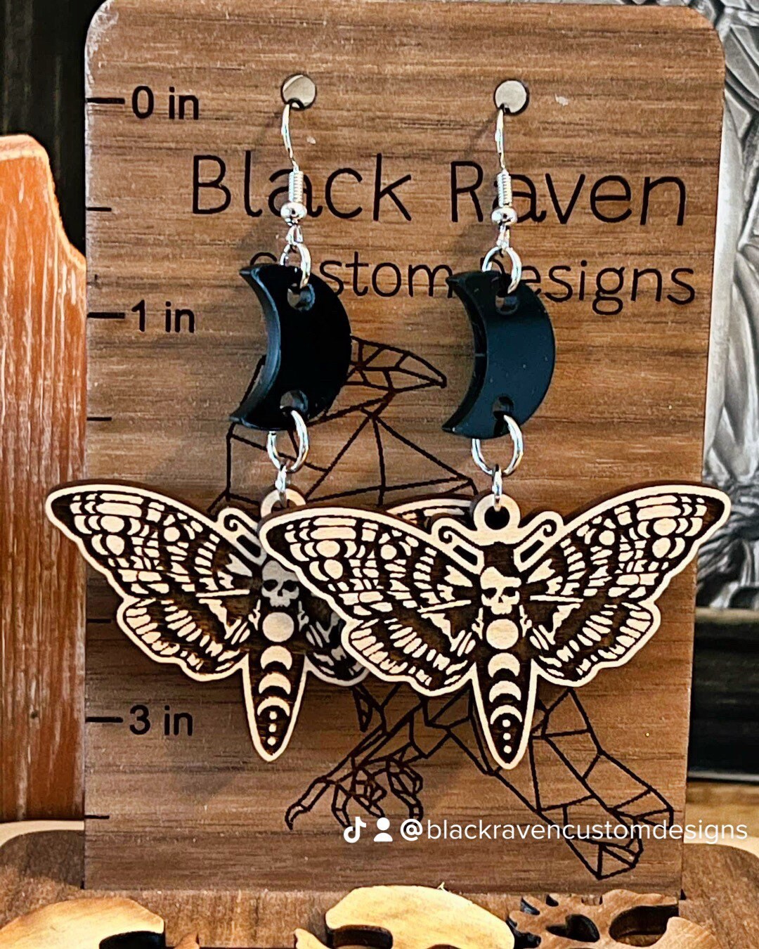 Death Moth Earrings! You Choose Between Death Moths With Acrylic Moons ...