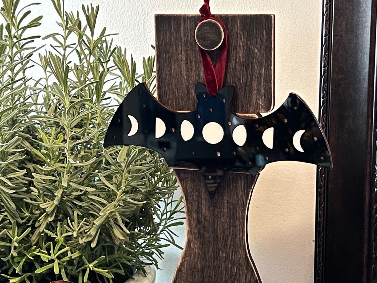 Acrylic Bat Ornaments With Acrylic Inlay and Wooden Backer - Etsy
