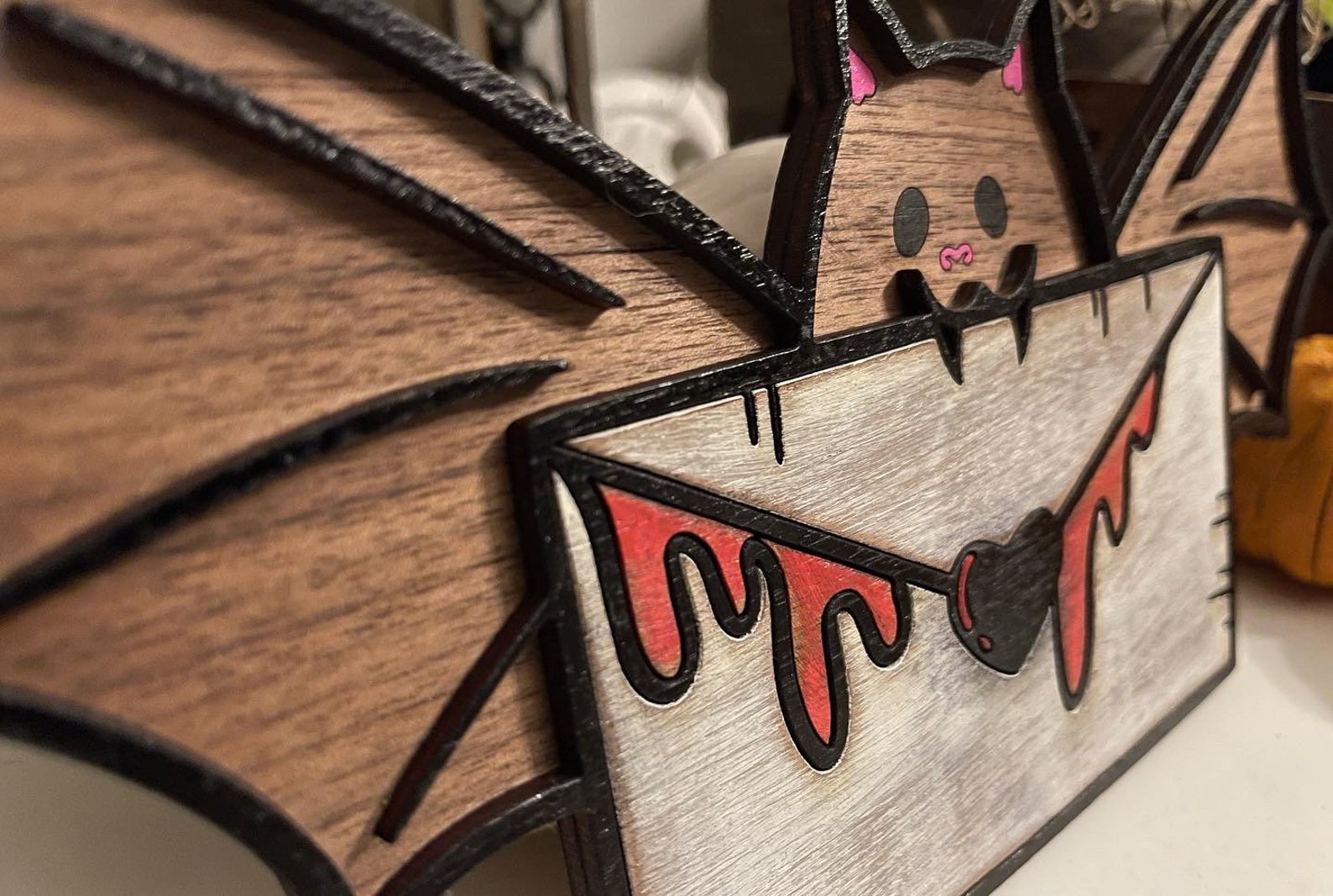 Im Batty for You Wooden Messenger Bat Decor Can Also Be | Etsy