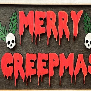 Merry Creepmas Skull Holly 8x6 Wooden Decor Piece - Etsy