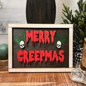 Merry Creepmas Skull Holly 8x6 Wooden Decor Piece - Etsy