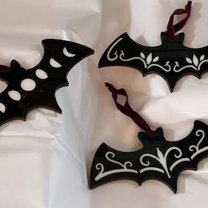 Acrylic Bat Ornaments With Acrylic Inlay and Wooden Backer These Little ...