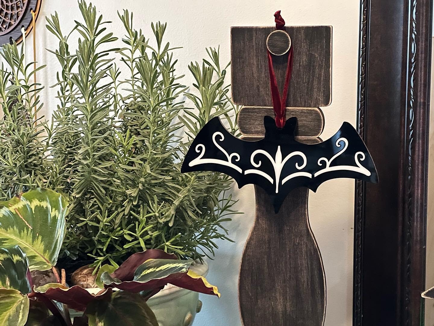 Acrylic Bat Ornaments With Acrylic Inlay and Wooden Backer - Etsy