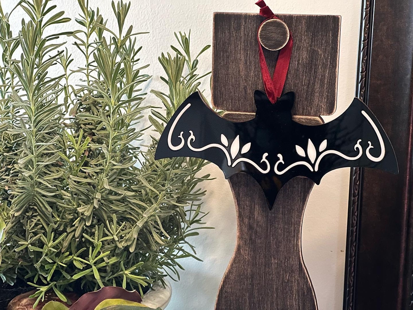 Acrylic Bat Ornaments With Acrylic Inlay and Wooden Backer - Etsy