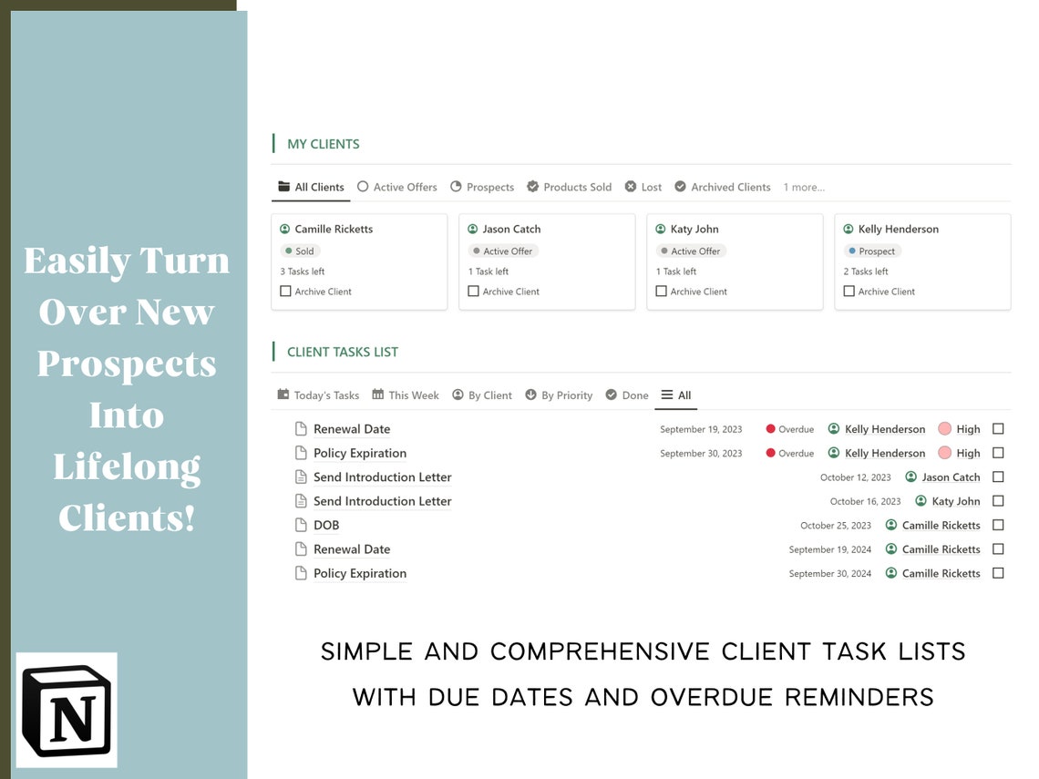Ultimate CRM and Daily Planner for Insurance Agents | Notion Template ...