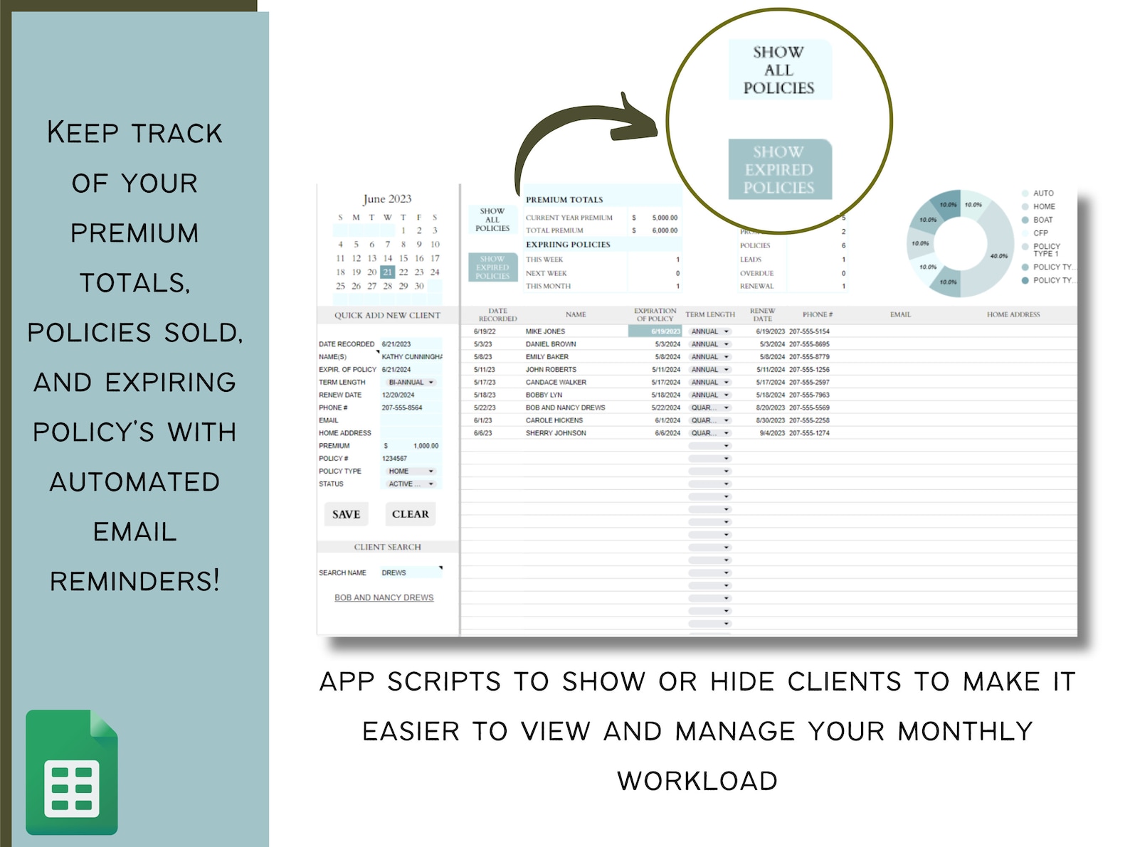 Insurance Agent Client Tracker: Book of Business Spreadsheet (digital ...