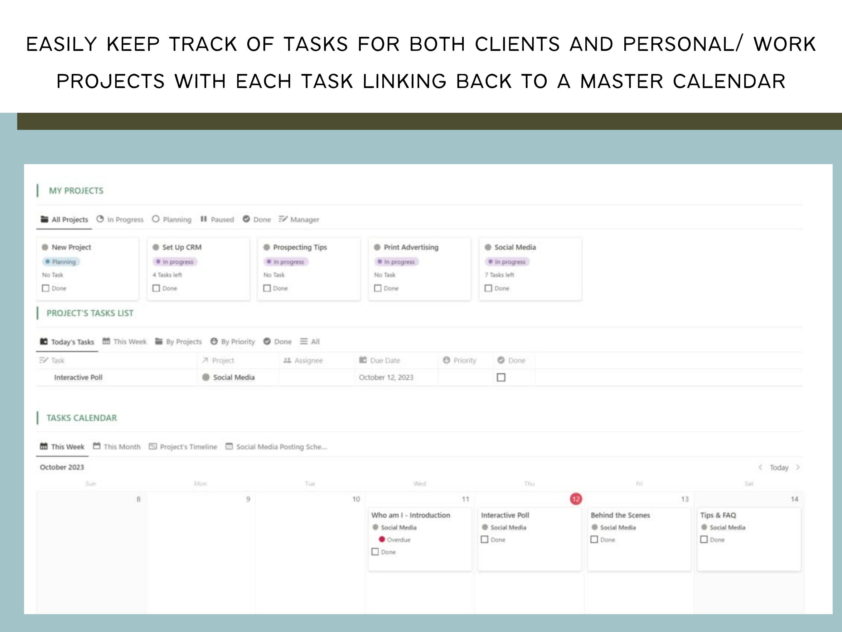 Ultimate CRM and Daily Planner for Insurance Agents | Notion Template ...