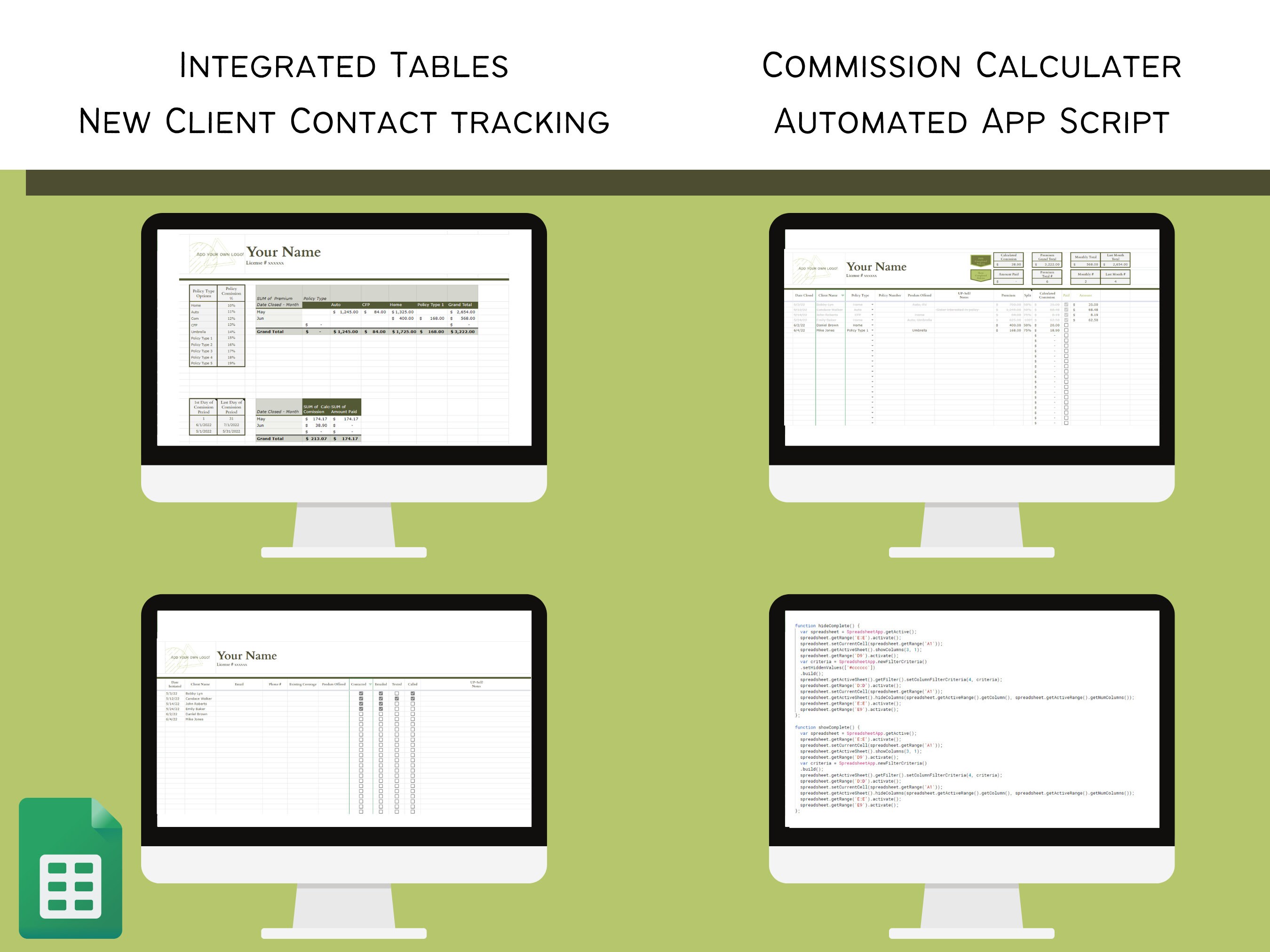 Insurance Agent Commission Tracker: Multi-advance Payment Spreadsheet ...