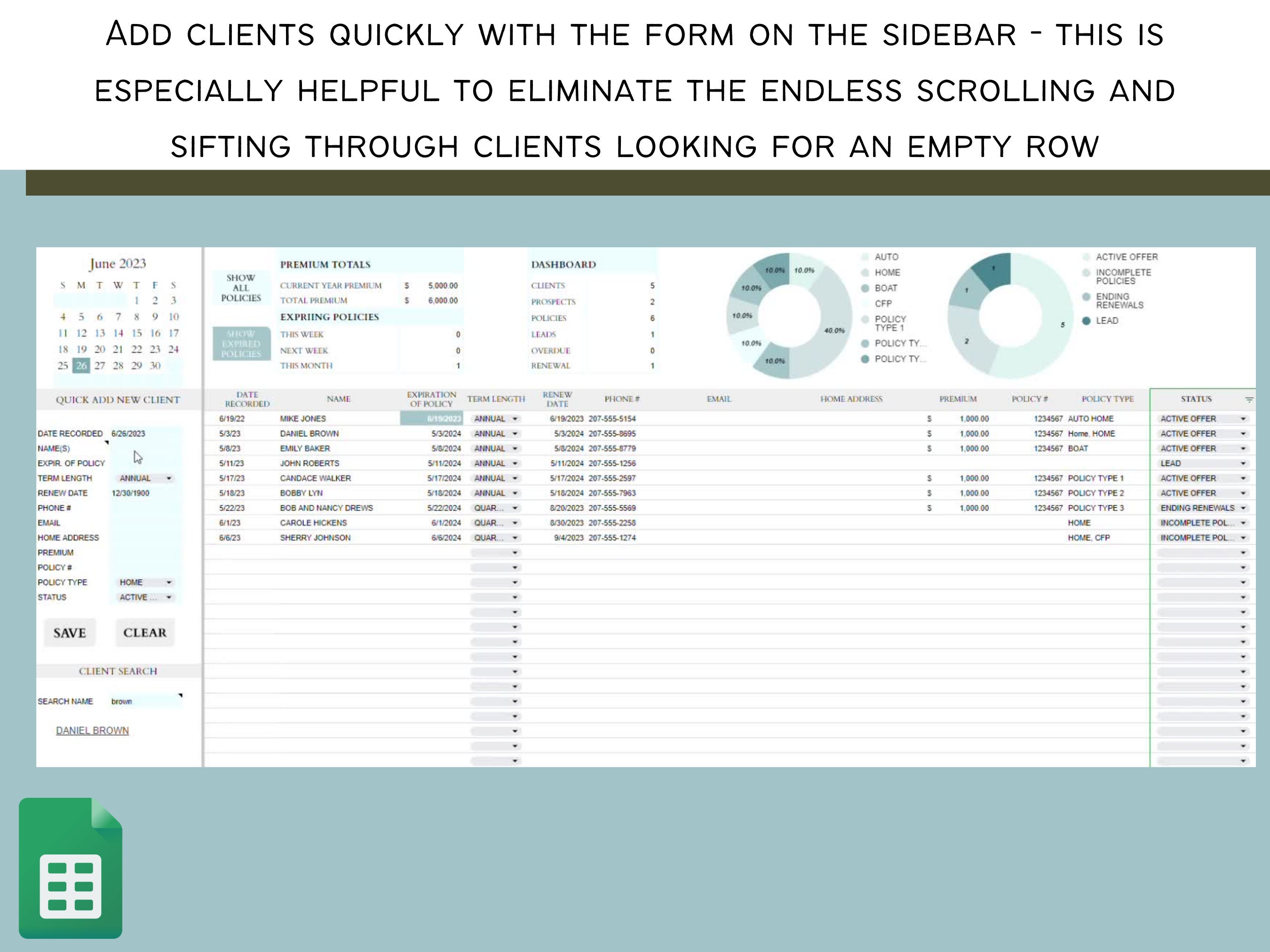 Insurance Agent Client Tracker: Book of Business Spreadsheet (digital ...
