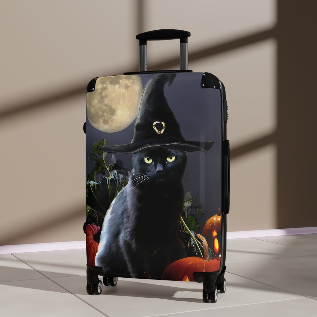 Halloween Spooky Suitcase Pumpkin & Black Cat Design - Etsy