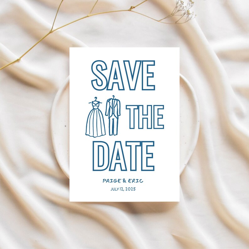 Hand Drawn Save the Date Invitation Template Doodle Illustrations Save ...