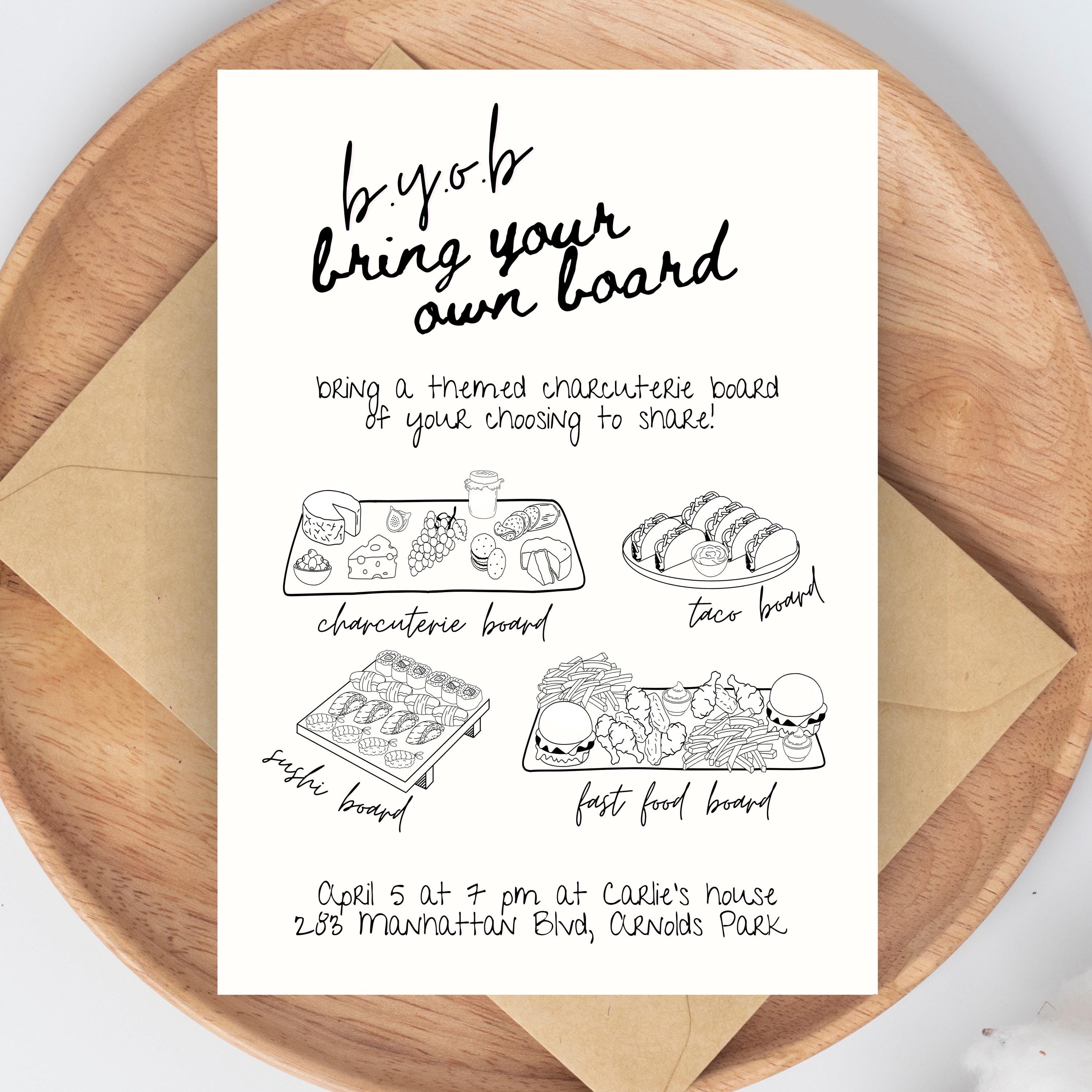 Charcuterie Board Party Invite, Bring Your Own Board Invitation ...