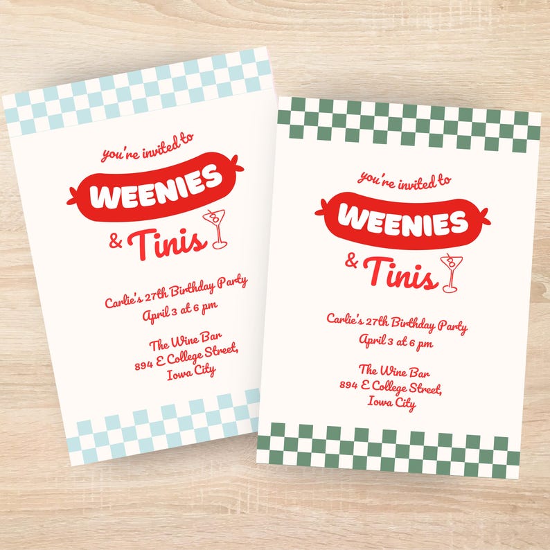 Weenies and Tinis, Weenies and Tinis Birthday Theme Invite, Weenies and ...