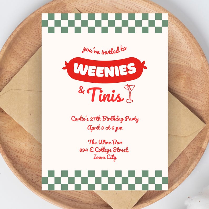Weenies and Tinis, Weenies and Tinis Birthday Theme Invite, Weenies and ...
