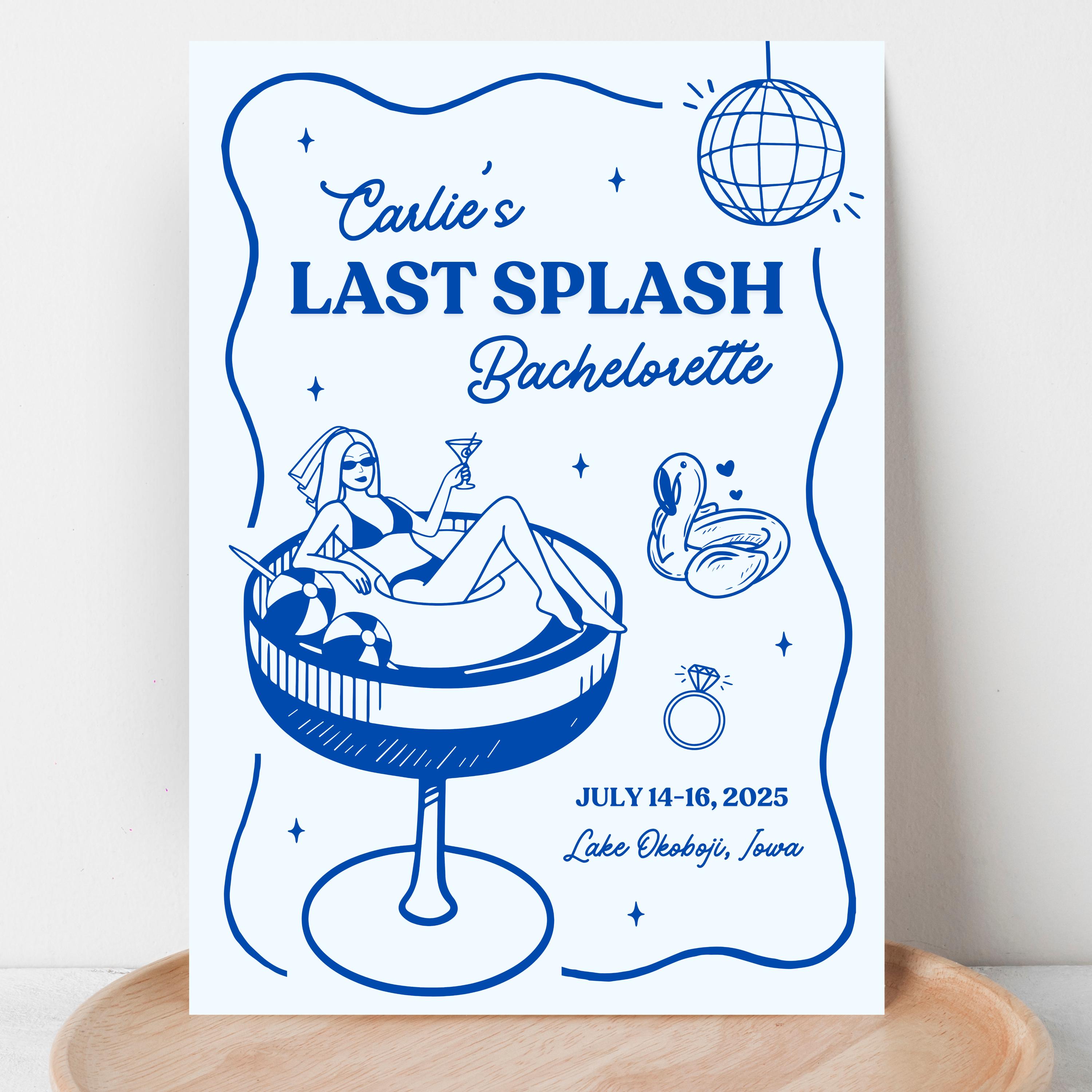 Last Splash, Last Splash Bachelorette Invitation, Lake Bachelorette ...
