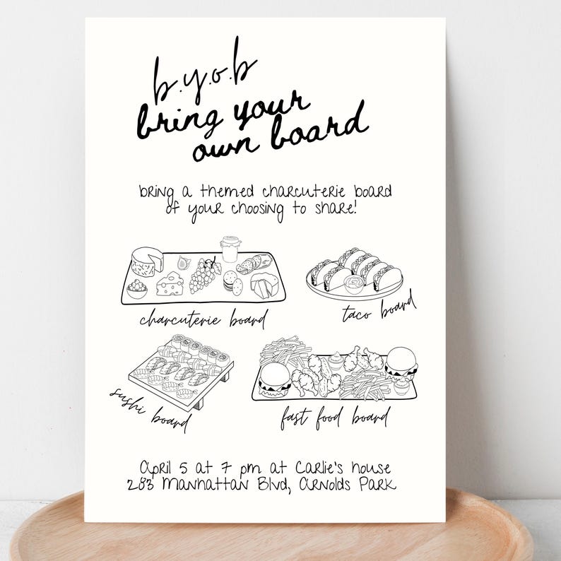 Charcuterie Board Party Invite, Bring Your Own Board Invitation ...