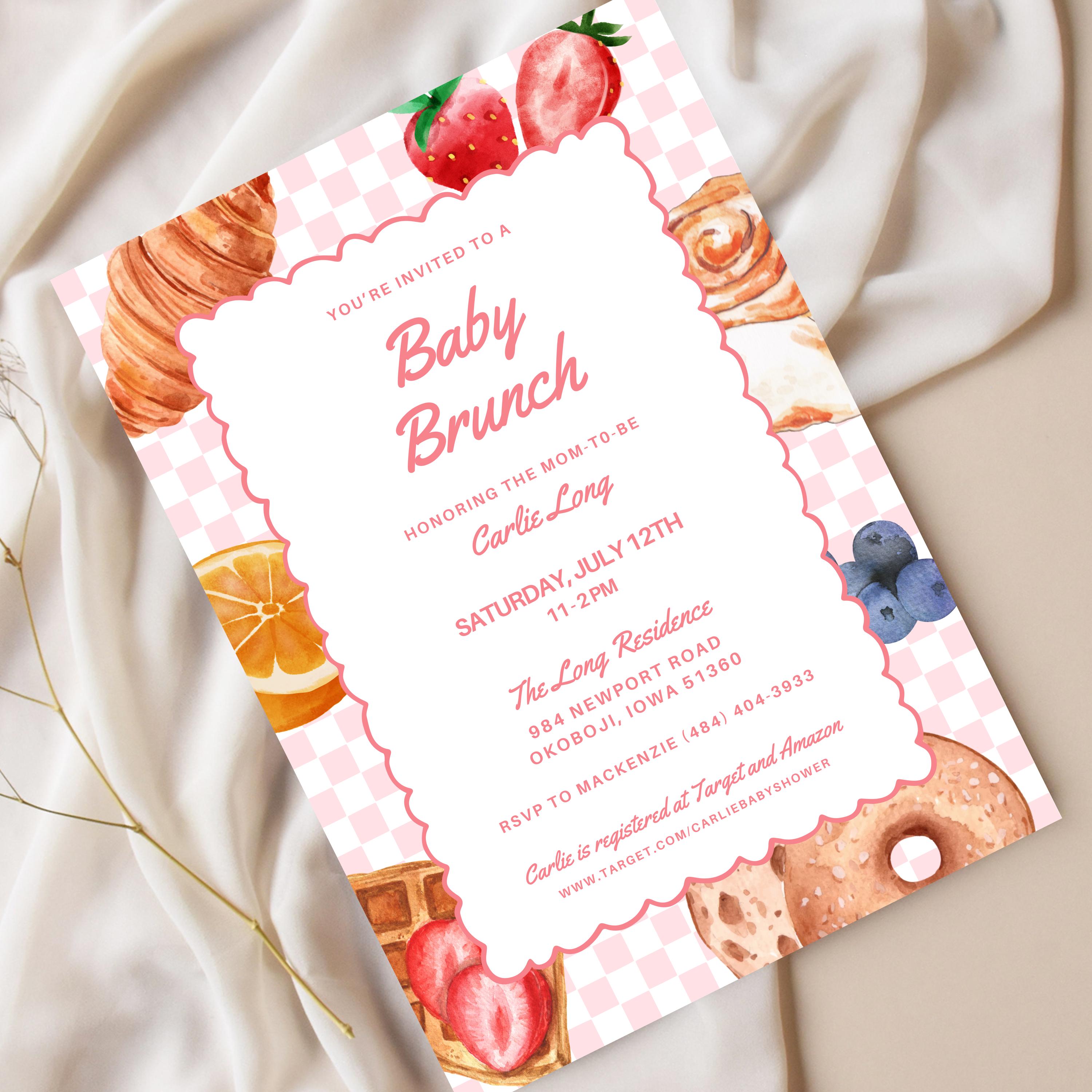 Baby Brunch, Baby Brunch Invitation, Brunch Baby Shower Invitation ...