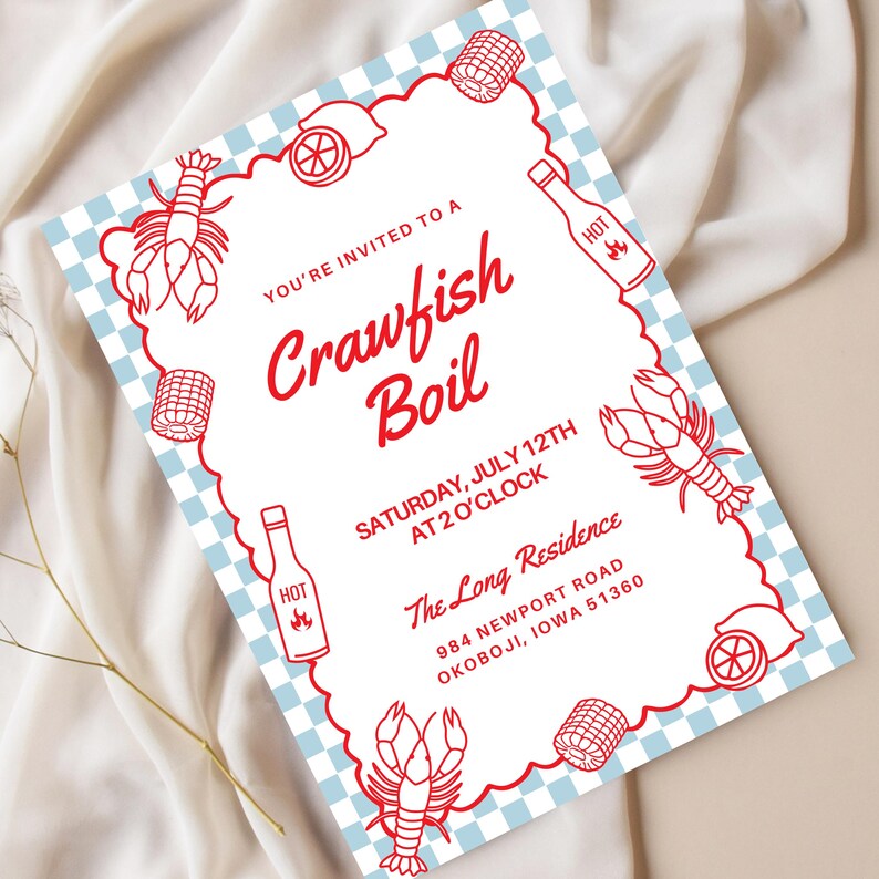 Crawfish Boil Invite, Crawfish Boil Invitation, Seafood Boil Invite ...