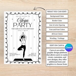 Yoga Party Invitation, Editable Yoga Birthday Invite, Mats and Matcha ...