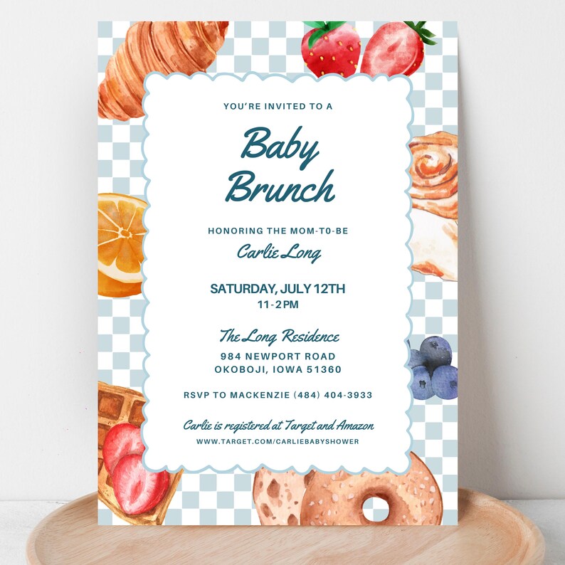 Baby Brunch, Baby Brunch Invitation, Brunch Baby Shower Invitation ...