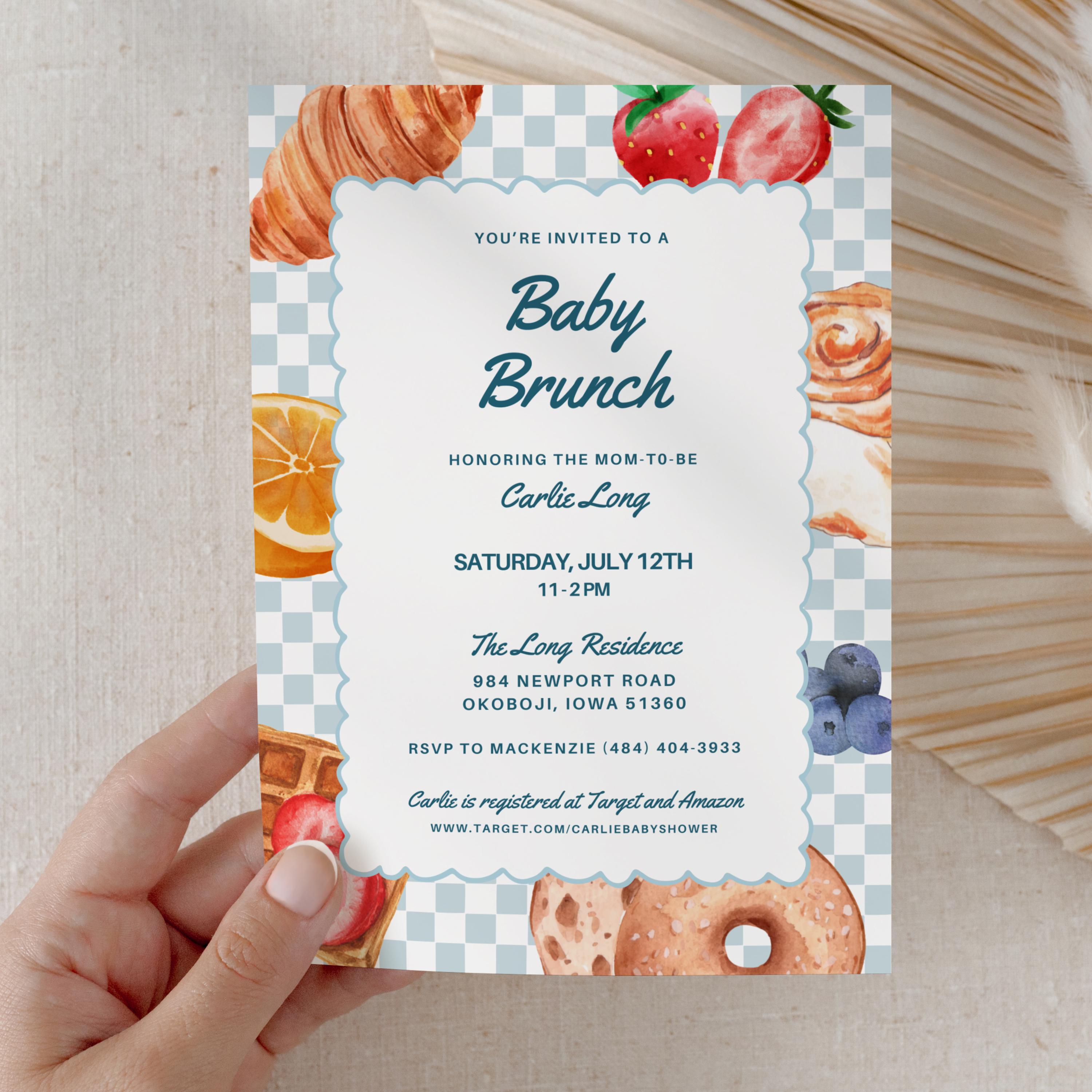 Baby Brunch, Baby Brunch Invitation, Brunch Baby Shower Invitation ...