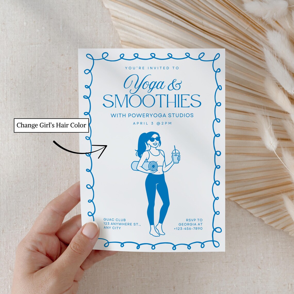 Yoga Party Invitation, Editable Yoga Birthday Invite, Mats and Matcha ...