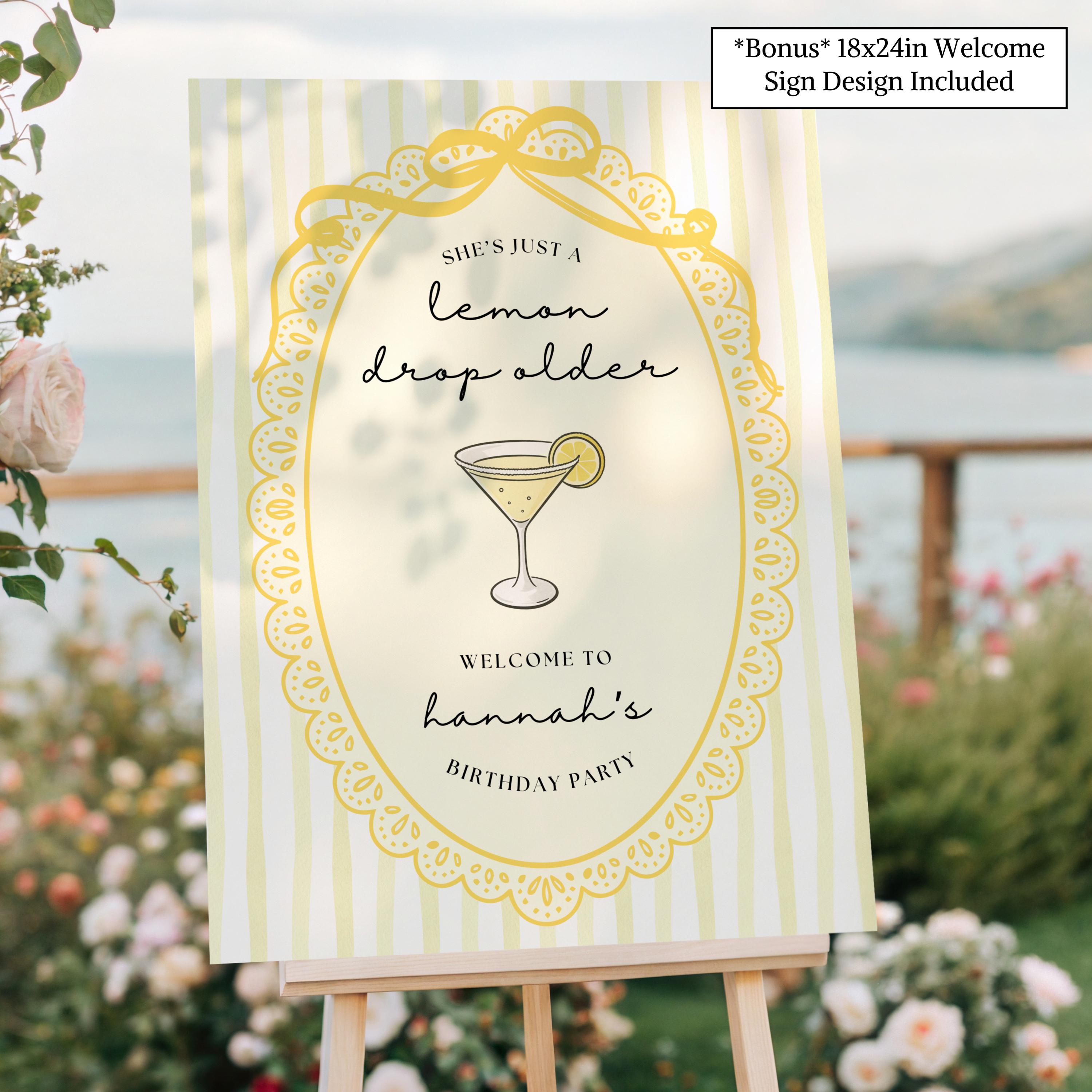 Lemon Drop Martini Birthday Invitation: Editable Template (digital ...