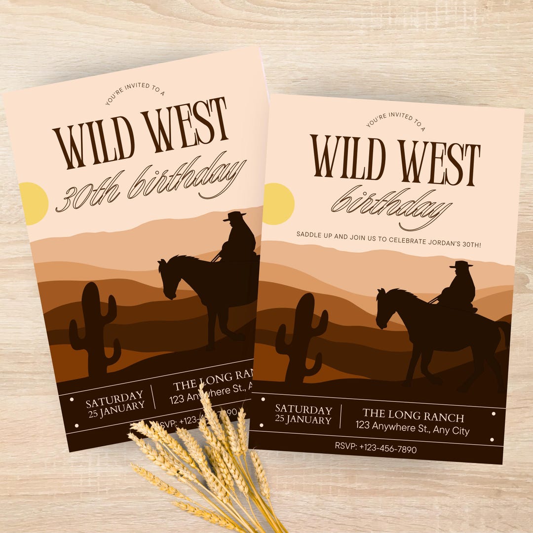 Wild West Birthday Invite, Cowboy Birthday Invitation, Modern Western ...