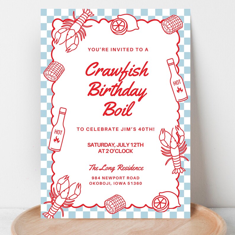 Crawfish Boil Invite, Crawfish Boil Invitation, Seafood Boil Invite ...