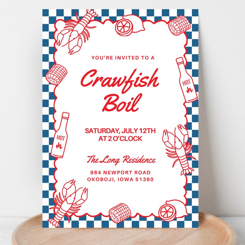 Crawfish Boil Invite, Crawfish Boil Invitation, Seafood Boil Invite ...