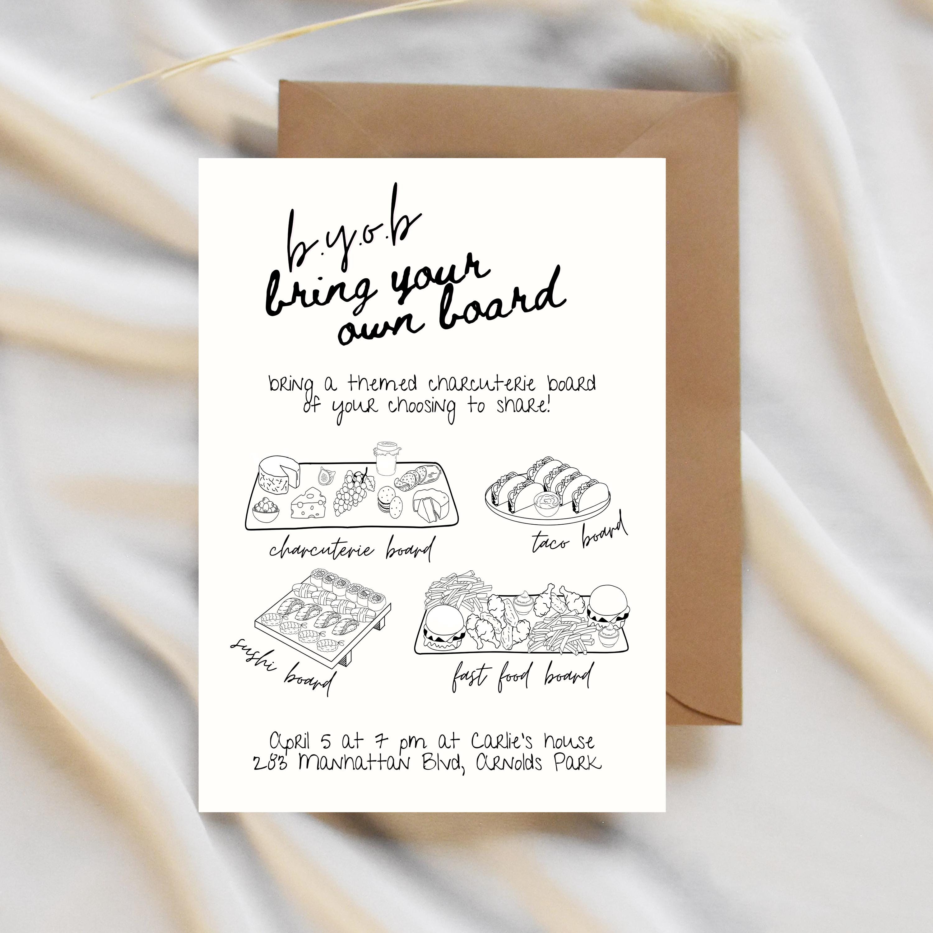 Charcuterie Board Party Invite, Bring Your Own Board Invitation ...