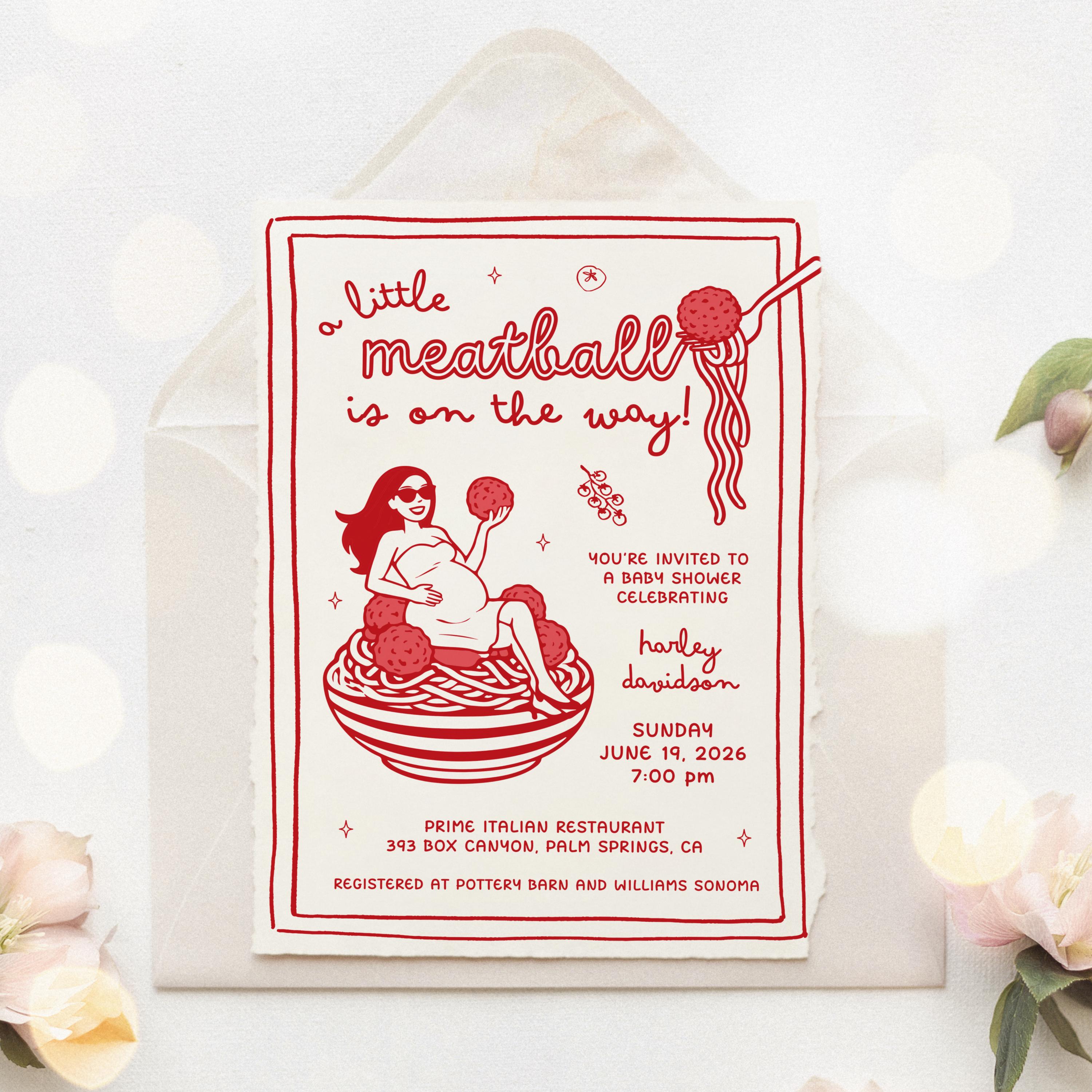 Meatball Baby Shower, Little Meatball is on the Way, Italian Baby ...