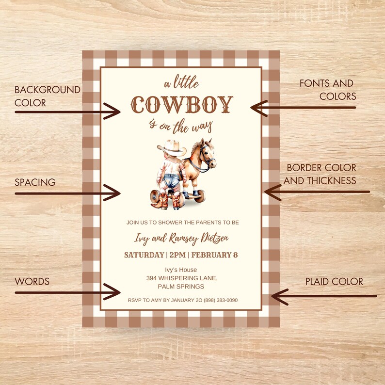 Cowboy Baby Shower, Little Cowboy is on the Way Invite, Western Baby ...