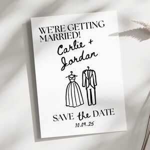 Save the Date, Hand Drawn Doodle Save the Date Invite, Trendy ...