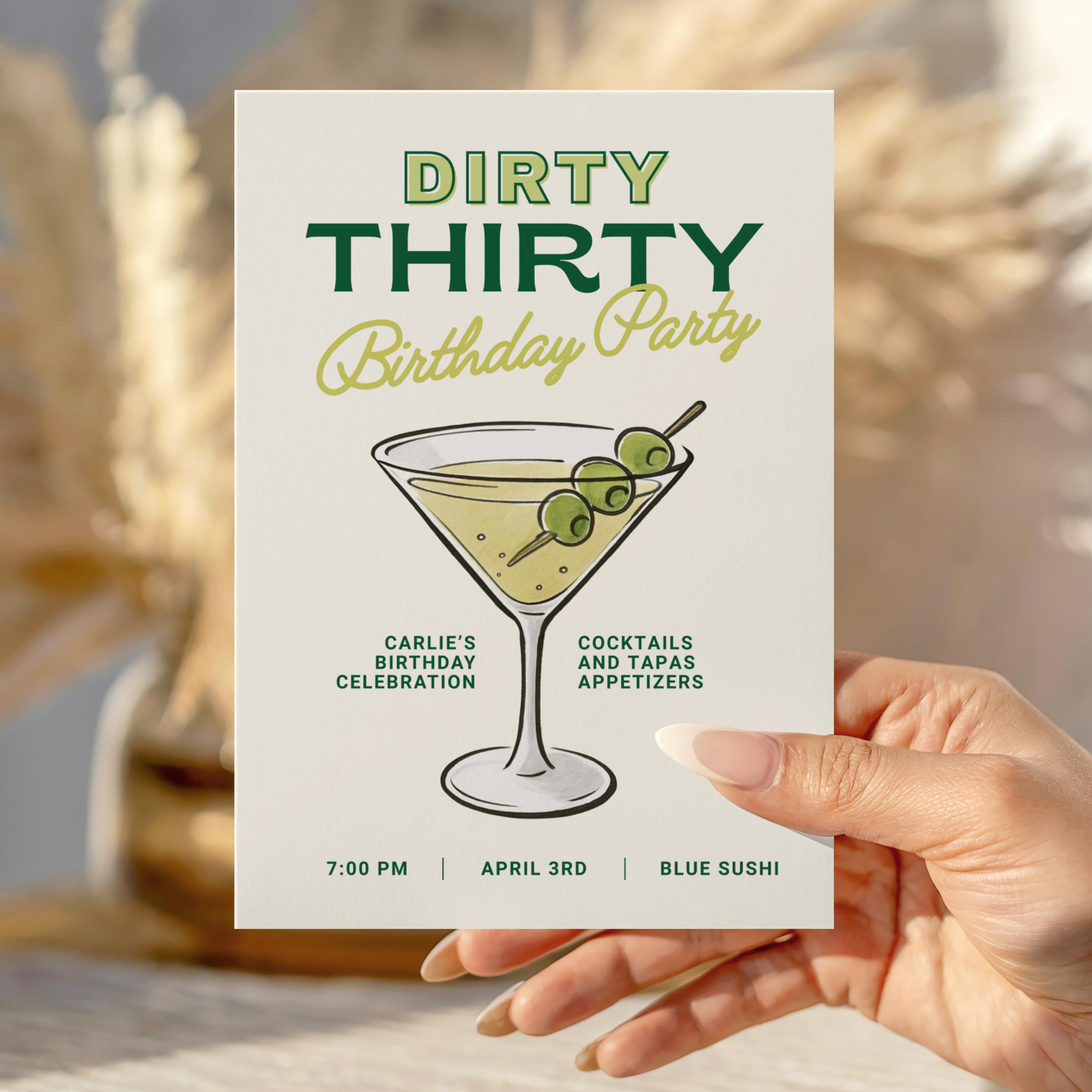 Dirty Thirty, Dirty Thirty Invitation, 30th Birthday Invite, 30th ...
