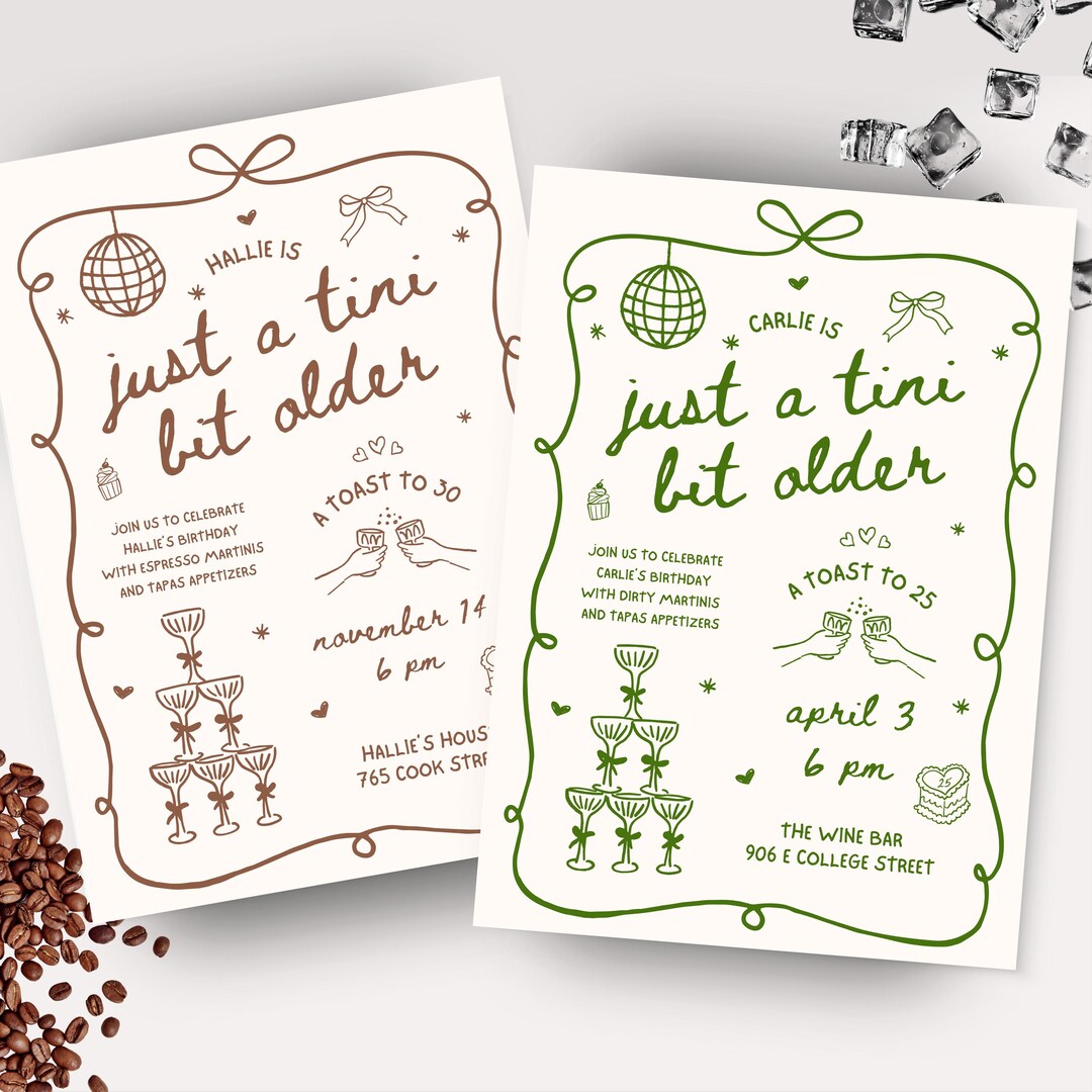 A Tini Bit Older, Tini Bit Older Invite, 21st Birthday Invite, 30th ...