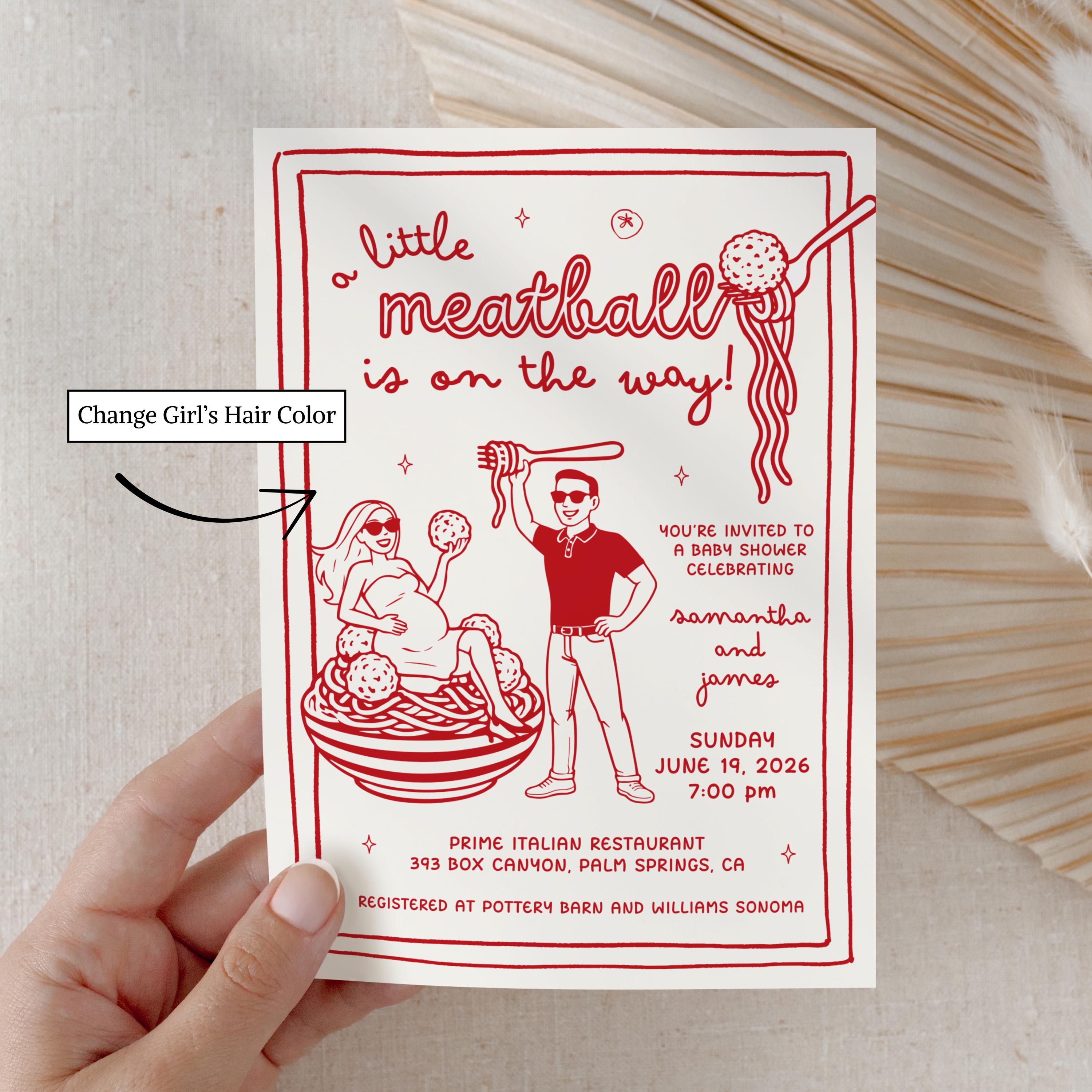 Meatball Baby Shower, Little Meatball is on the Way, Italian Baby ...