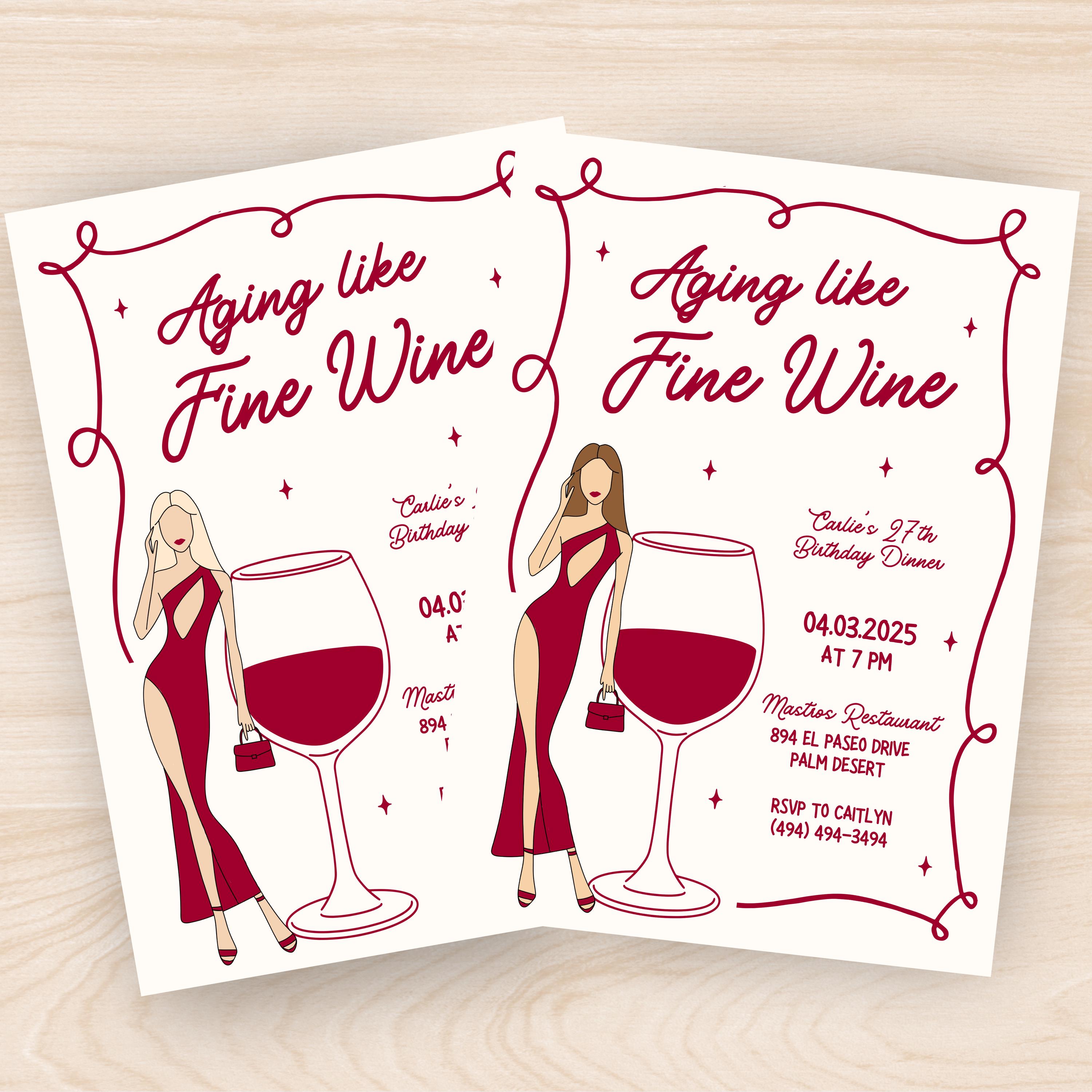 Aging Like Fine Wine, Aging Like Fine Wine Birthday Invitation, Wine ...