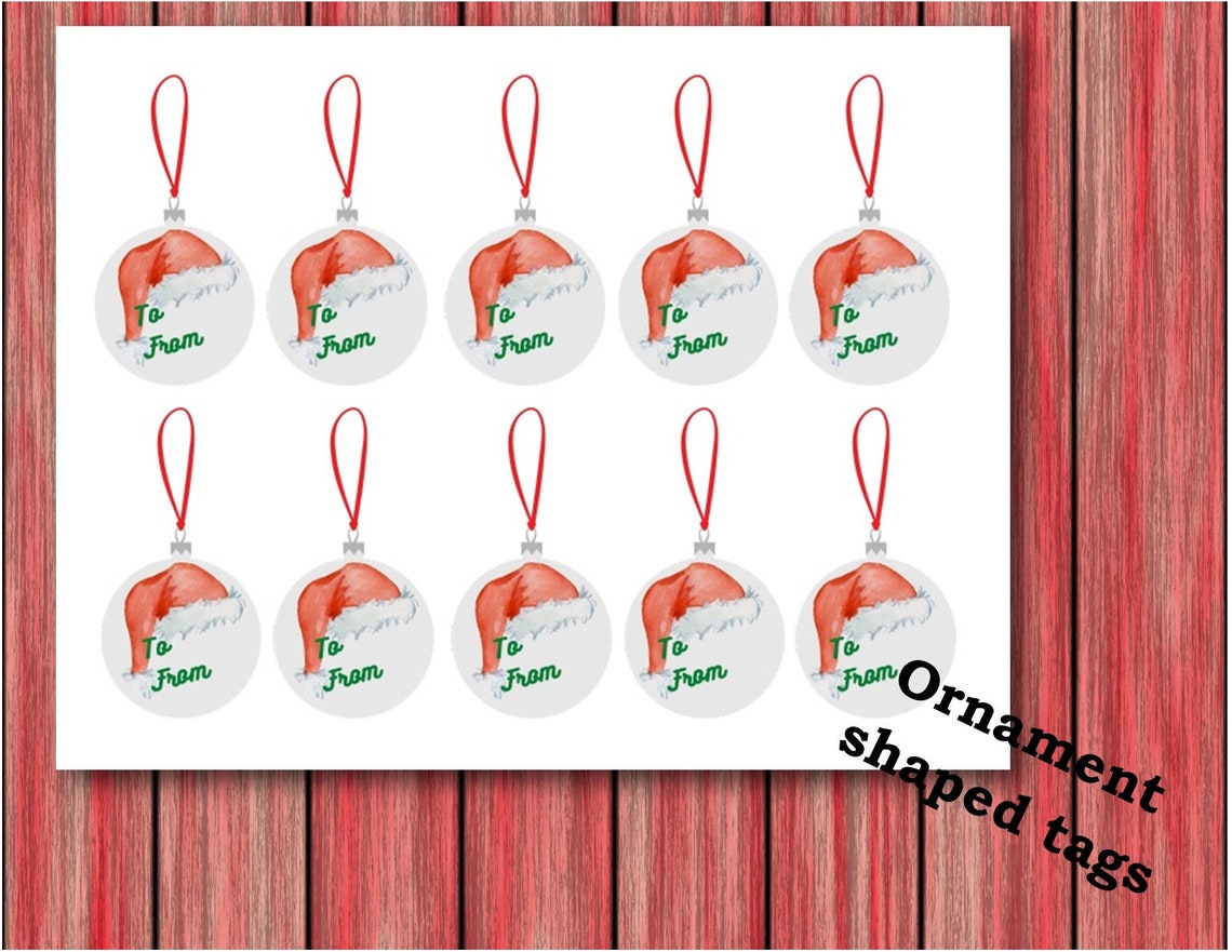 Printable Santa Hat Gift Tags, Ornament Gift Tags, Christmas Tags ...