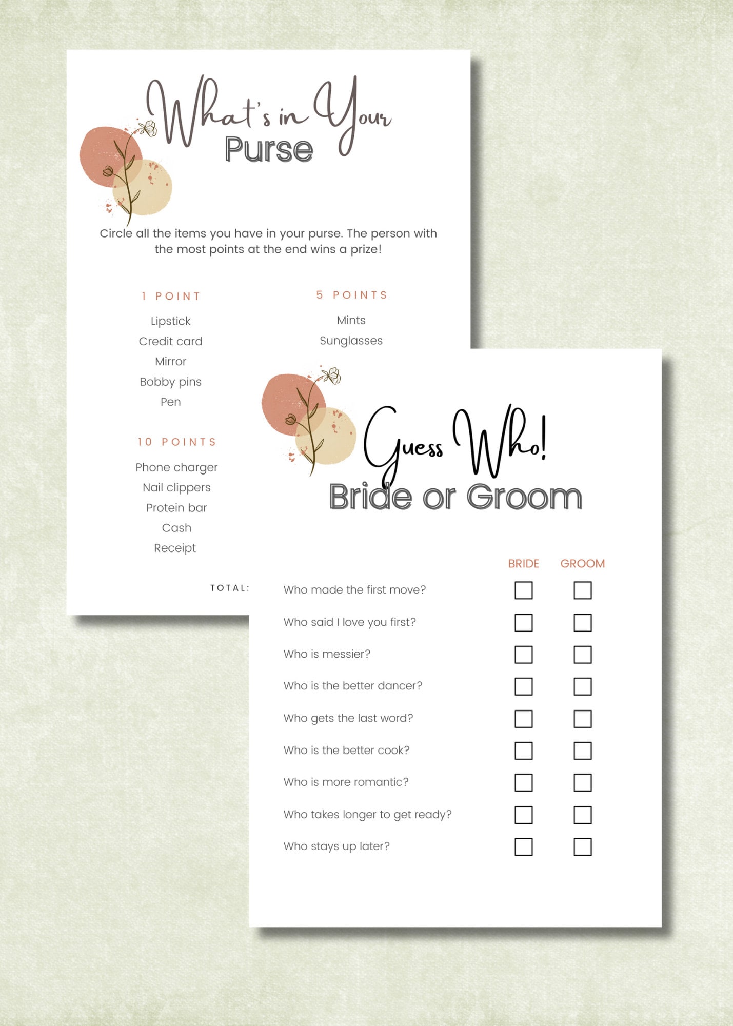 Printable Simple Bridal Shower Games for Instant Download - Etsy