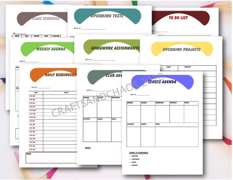 Printable Student Planner, Student Organizer, Sports and Club Organizer ...