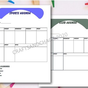 Printable Student Planner, Student Organizer, Sports and Club Organizer ...
