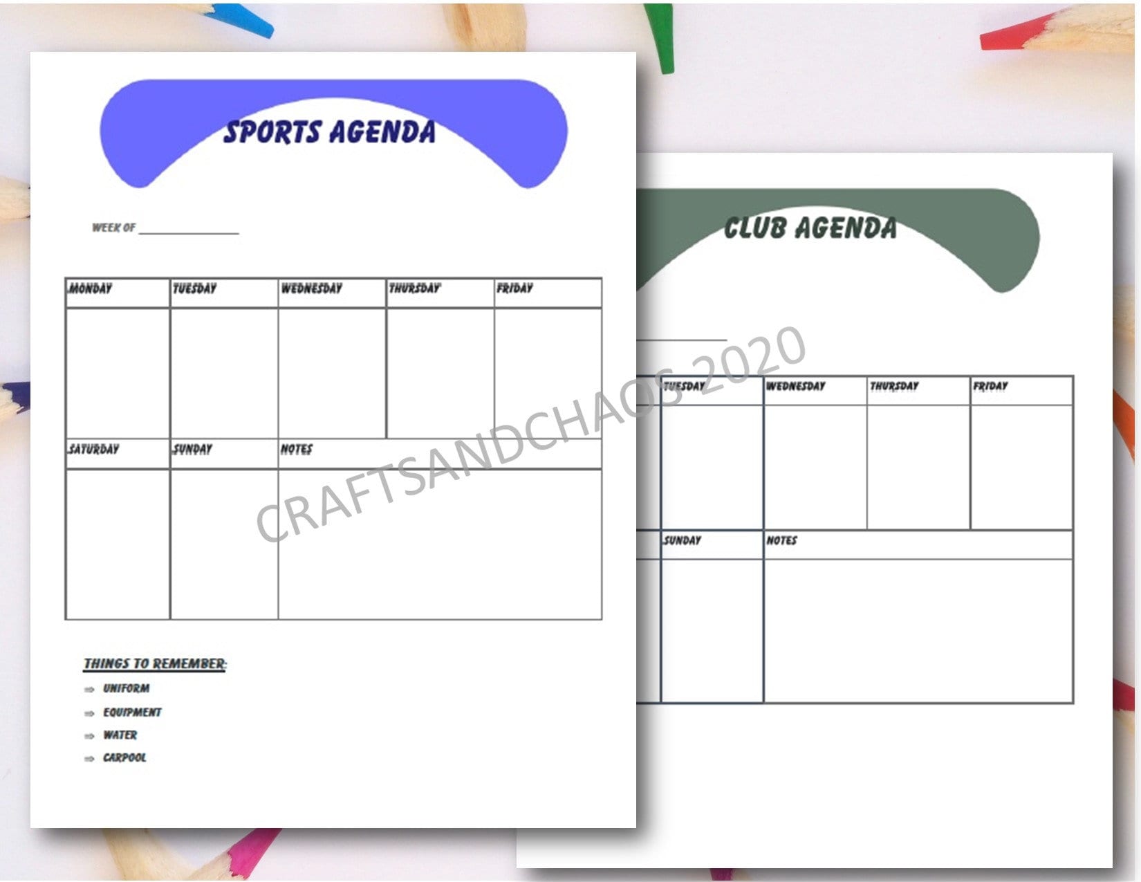 Printable Student Planner, Student Organizer, Sports and Club Organizer ...