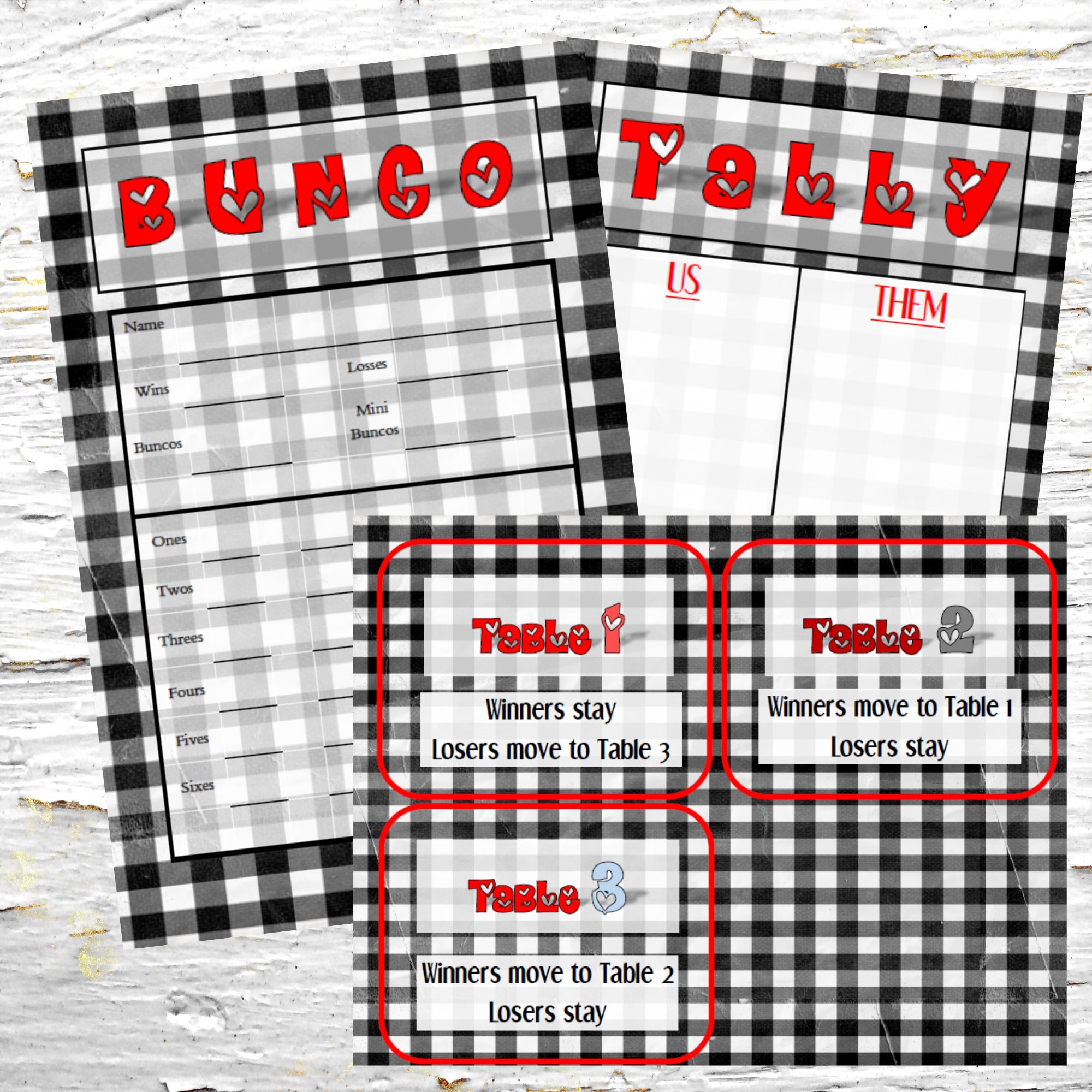 Printable Bunco Set, Bunco Scorecard, Tally Sheet, Table Cards, Instant ...