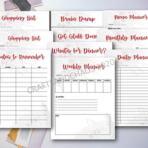 Printable Planner Pages, Weekly Planner, Monthly Planner, Menu Planner ...