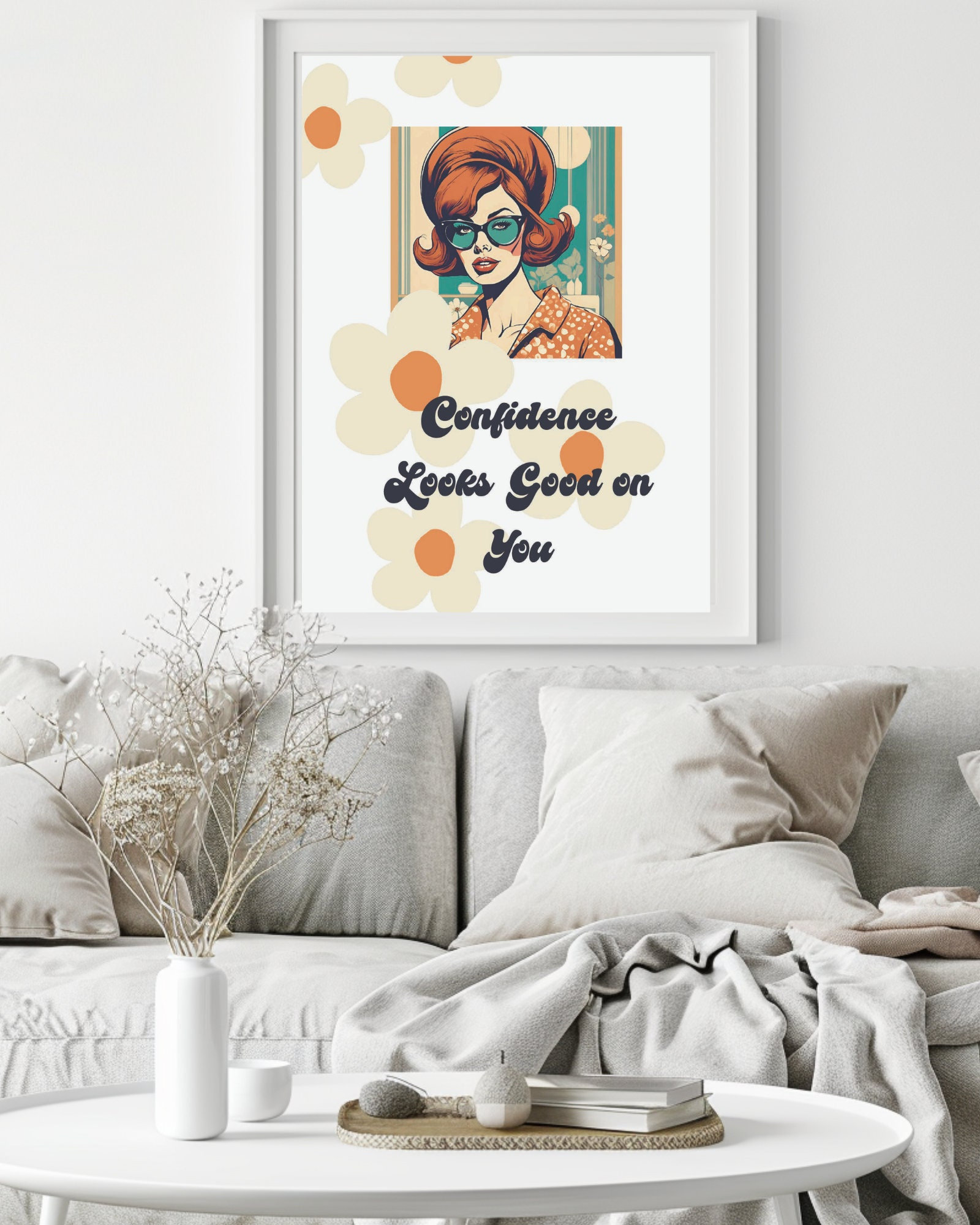 Retro Woman Printable Wall Art - Confidence Looks Good on You, Download ...
