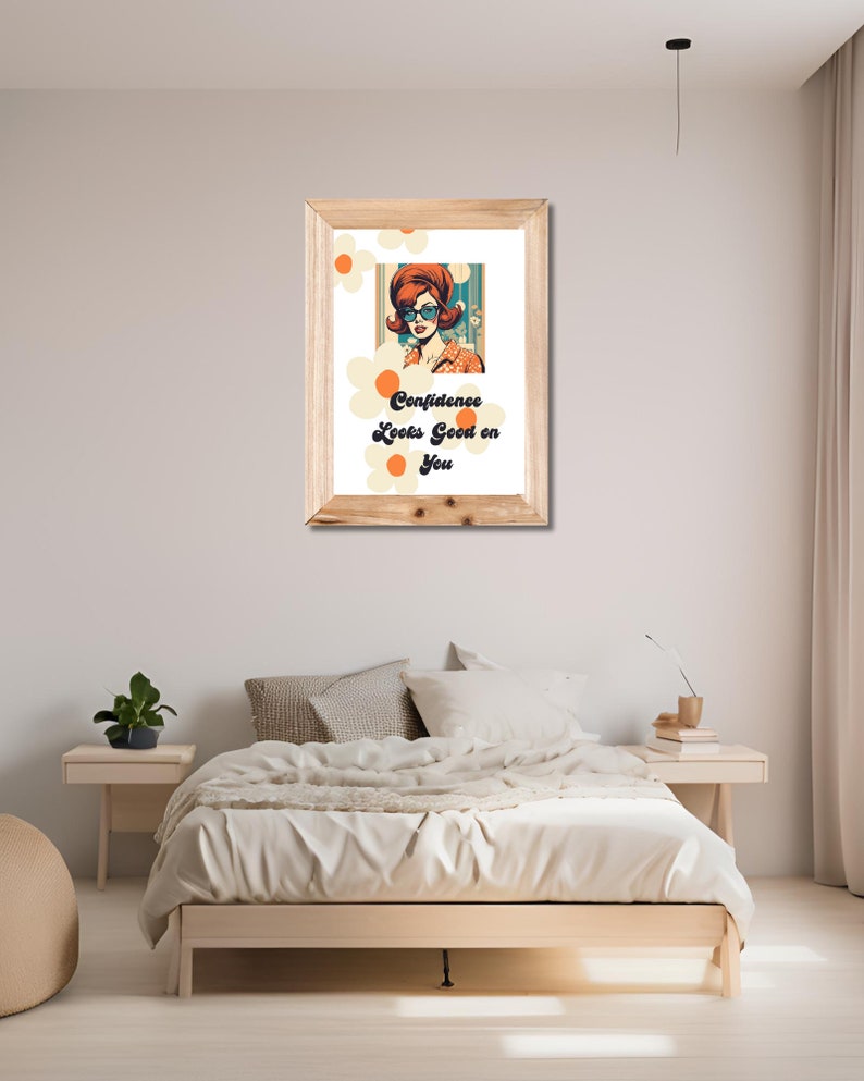 Retro Woman Printable Wall Art - Confidence Looks Good on You, Download ...