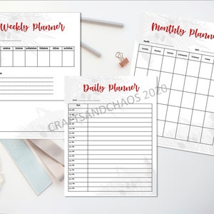 Printable Planner Pages, Weekly Planner, Monthly Planner, Menu Planner ...